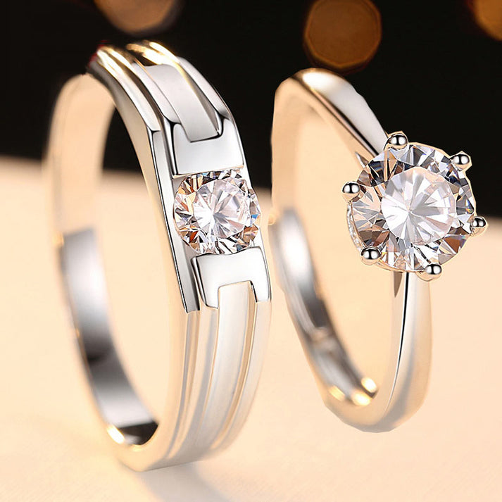 1.5Ct Custom Couples Promise Rings Set Sterling Silver - Birthday Gift - Gullei.com