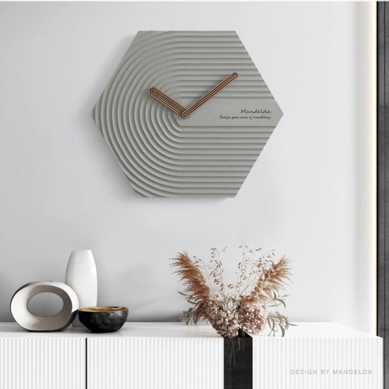 Hexagon Modern Analog Silent Wall Clock for Livingroom/Bedroom - Gullei
