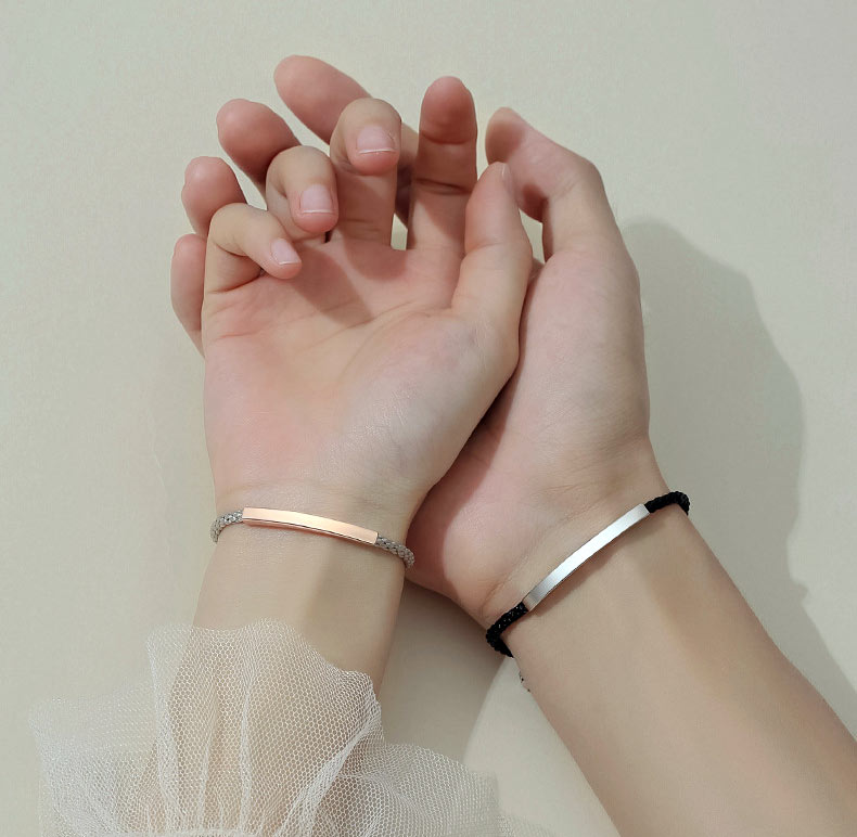 Personalized Couple Bracelets | Engraved 925 Sterling Silver with ...