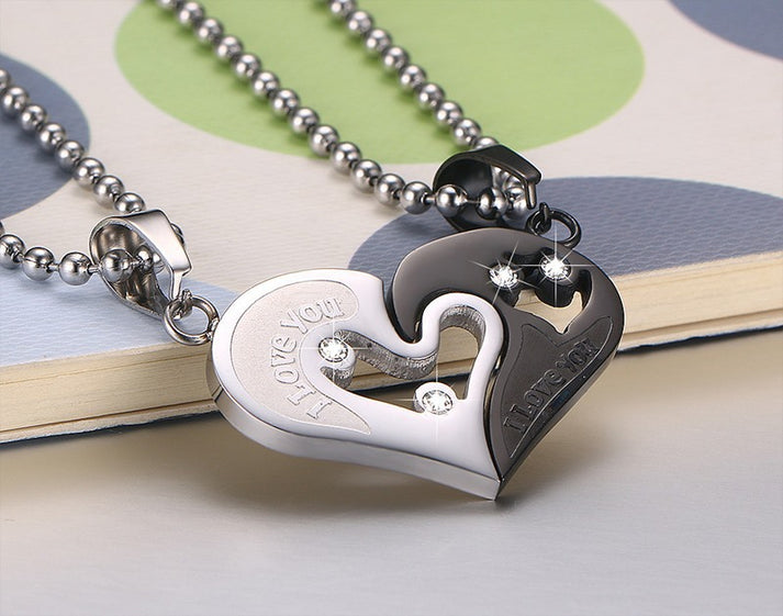 Personalized Half Hearts Couple Promise Necklaces Set for 2 Gullei.com