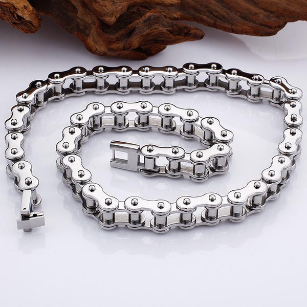 Men’s Chunky Bike Chain Necklace | Stainless Steel 55cm | Waterproof ...