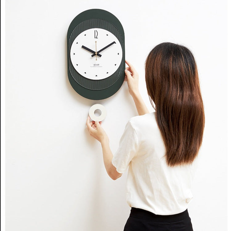 Modern Pendulum Analog Wall Clock for Living Room - Battery Operated ...