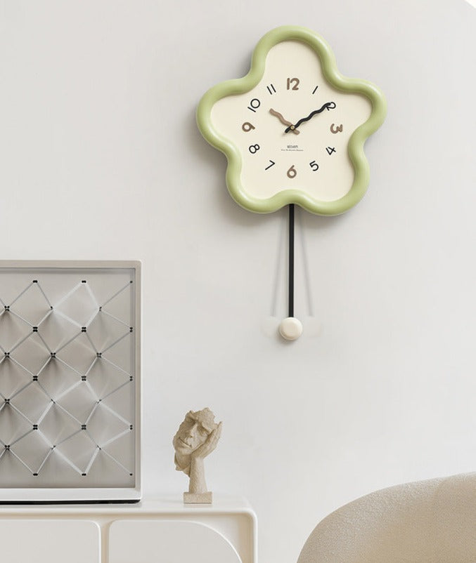 Cute Flower Pendulum Clock | Silent Non Ticking Wall Clock | Gullei™