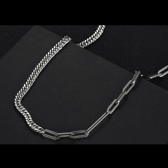 Half Cuban Half Paperclip Chain Choker Gift Gullei.com