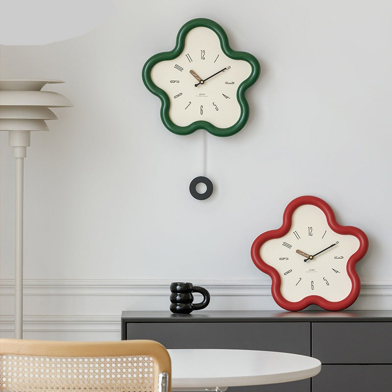 Cute Flower Pendulum Clock | Silent Non Ticking Wall Decor – Gullei