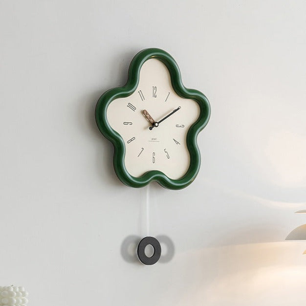 Cute Flower Pendulum Clock | Silent Non Ticking Wall Decor – Gullei