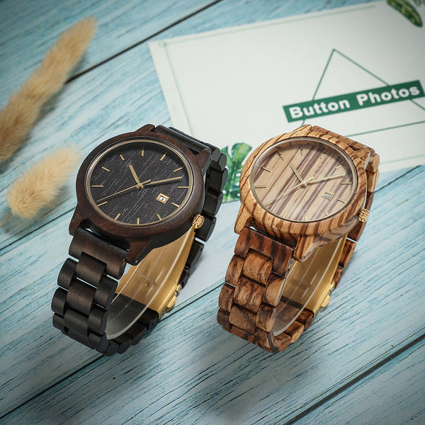 Matching Couple Watch Set Solid Wood Minimalist Style – Gullei