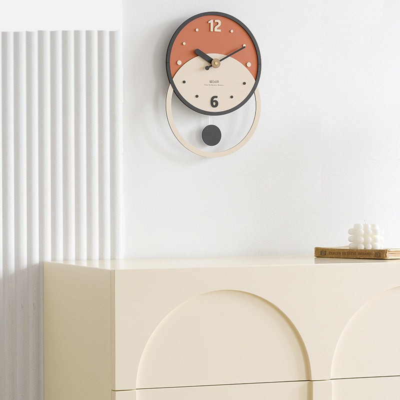 Minimalist Circular Pendulum Silent Wall Clock for Livingroom/Bedroom ...