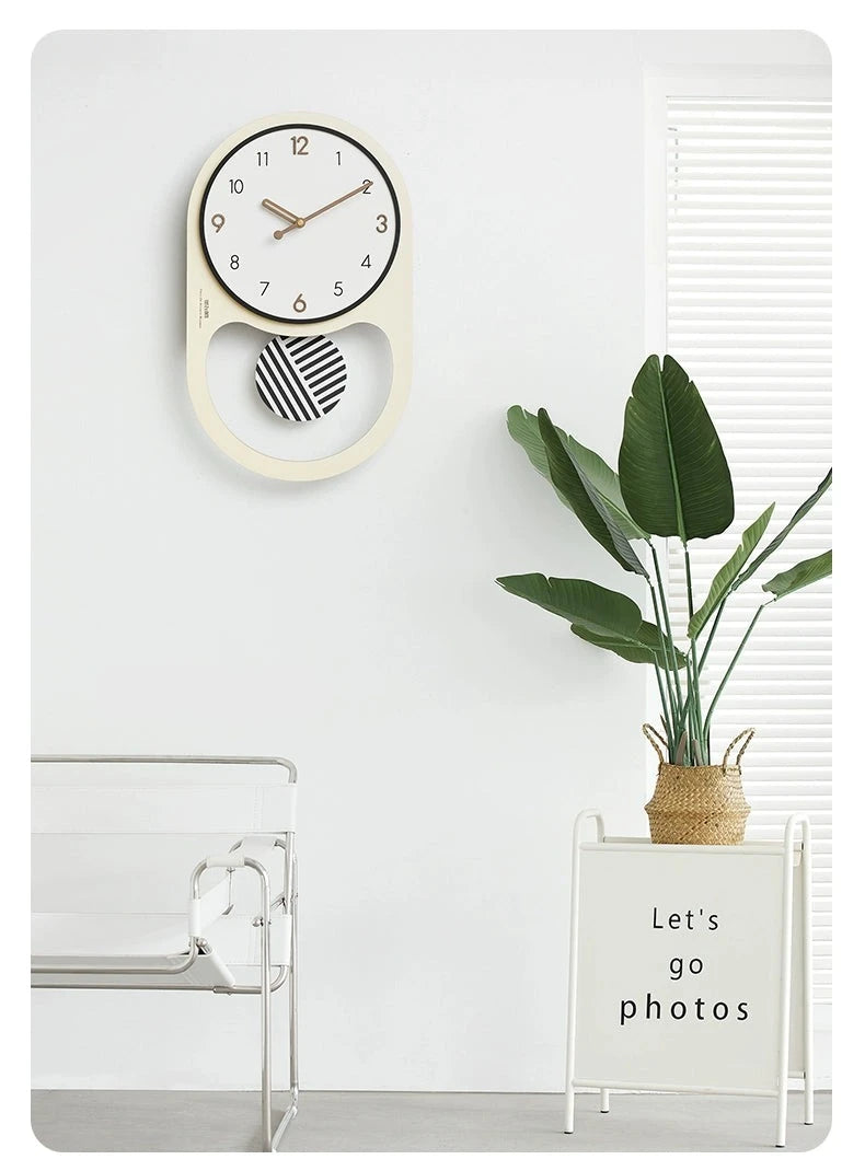 Gullei Modern Analog Silent Pendulum Wall Clock for Livingroom/Bedroom