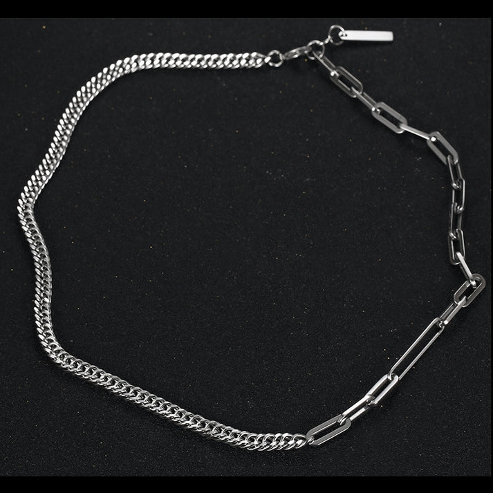 Half Cuban Half Paperclip Chain Choker Gift Gullei.com