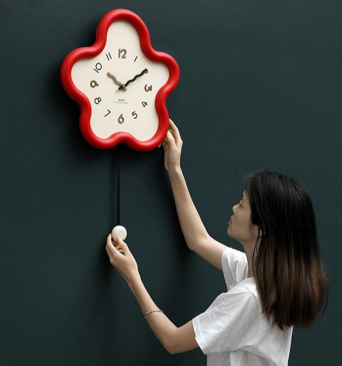 Cute Flower Pendulum Clock | Silent Non Ticking Wall Clock | Gullei™