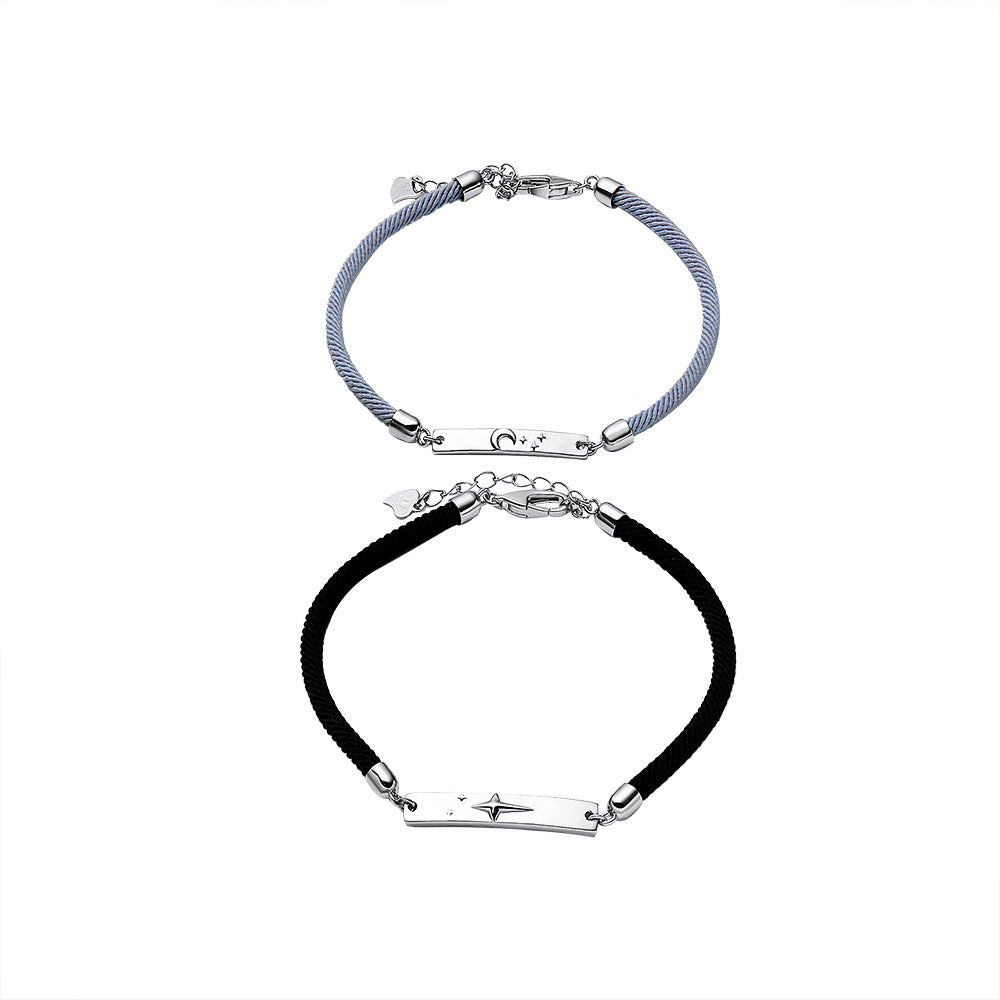 Engraved Star and Moon Couple Promise Bracelets Set – Gullei