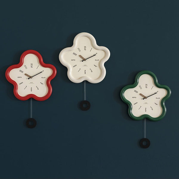 Cute Flower Pendulum Clock | Silent Non Ticking Wall Decor – Gullei