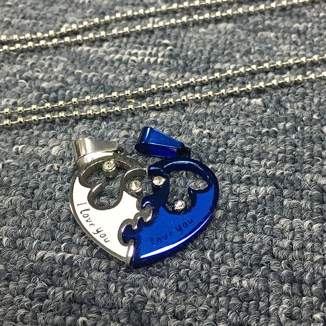 Gullei Engraved Half Heart Matching Necklaces for Couple Stainless Steel